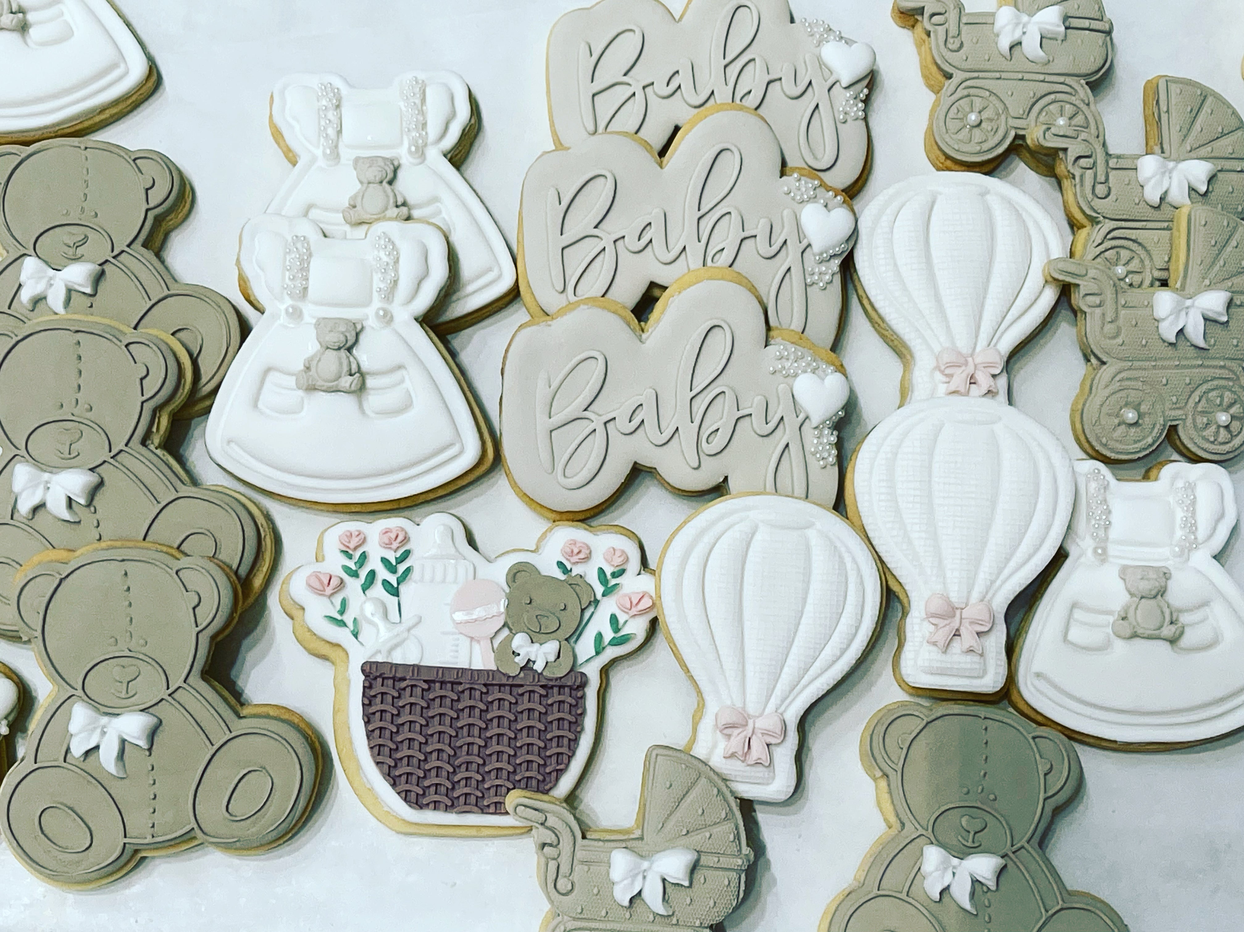 Beige Baby Shower Cookies - Sophia's Cookie Creations