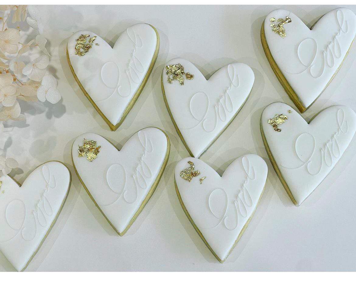 White Engagement Cookies - Sophia's Cookie Creations