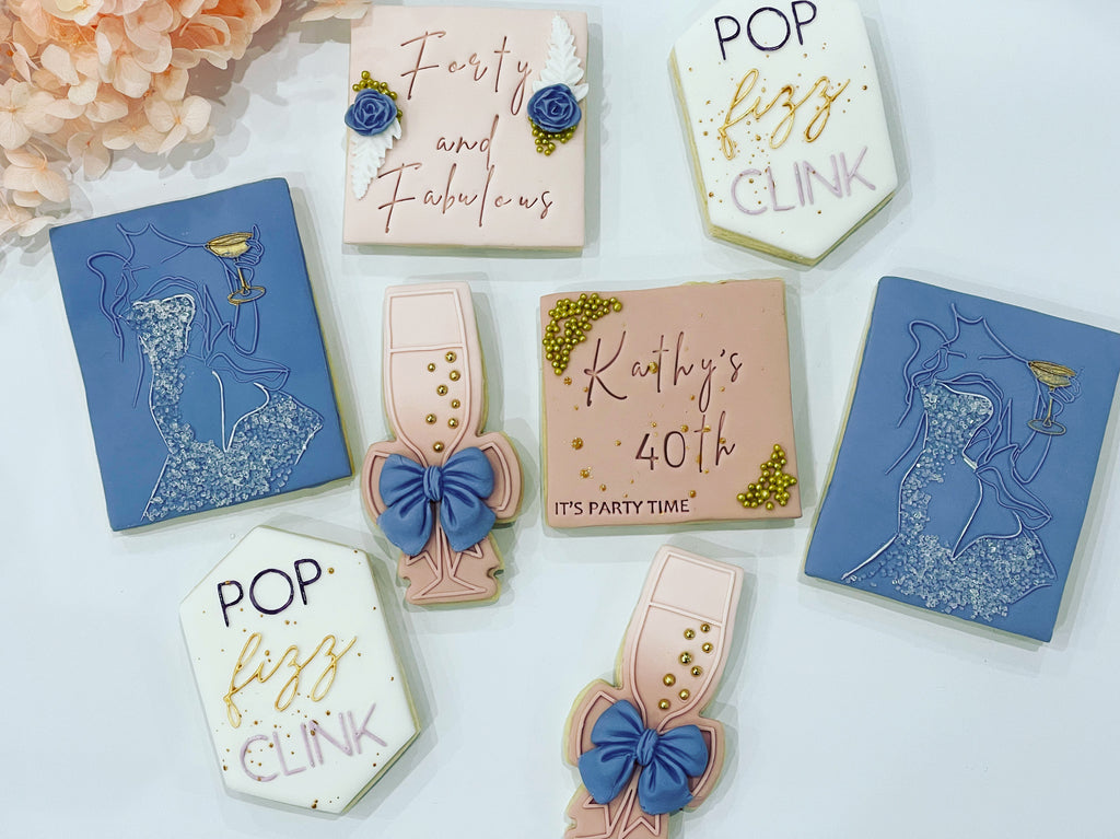 40th Birthday Party Cookies Pop Fizz - Sophia's Cookie Creations